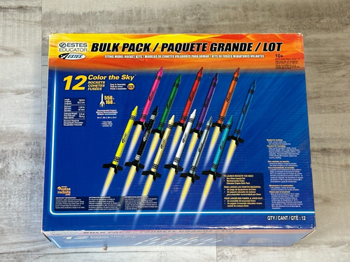 New In Box Estes 12 Color The Sky Crayon Model Rocket Bulk Pack Colored ...
