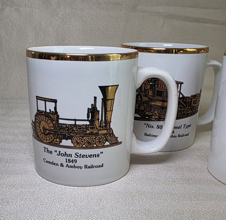 4 US Railroad Coffee Mug Series Cups Famous RRs From 1800s Antique ...