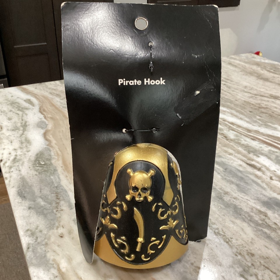 Skeleton Plastic Pirate Hand Hook Skull Cuff Gold Silver Prop Costume Accessory | eBay