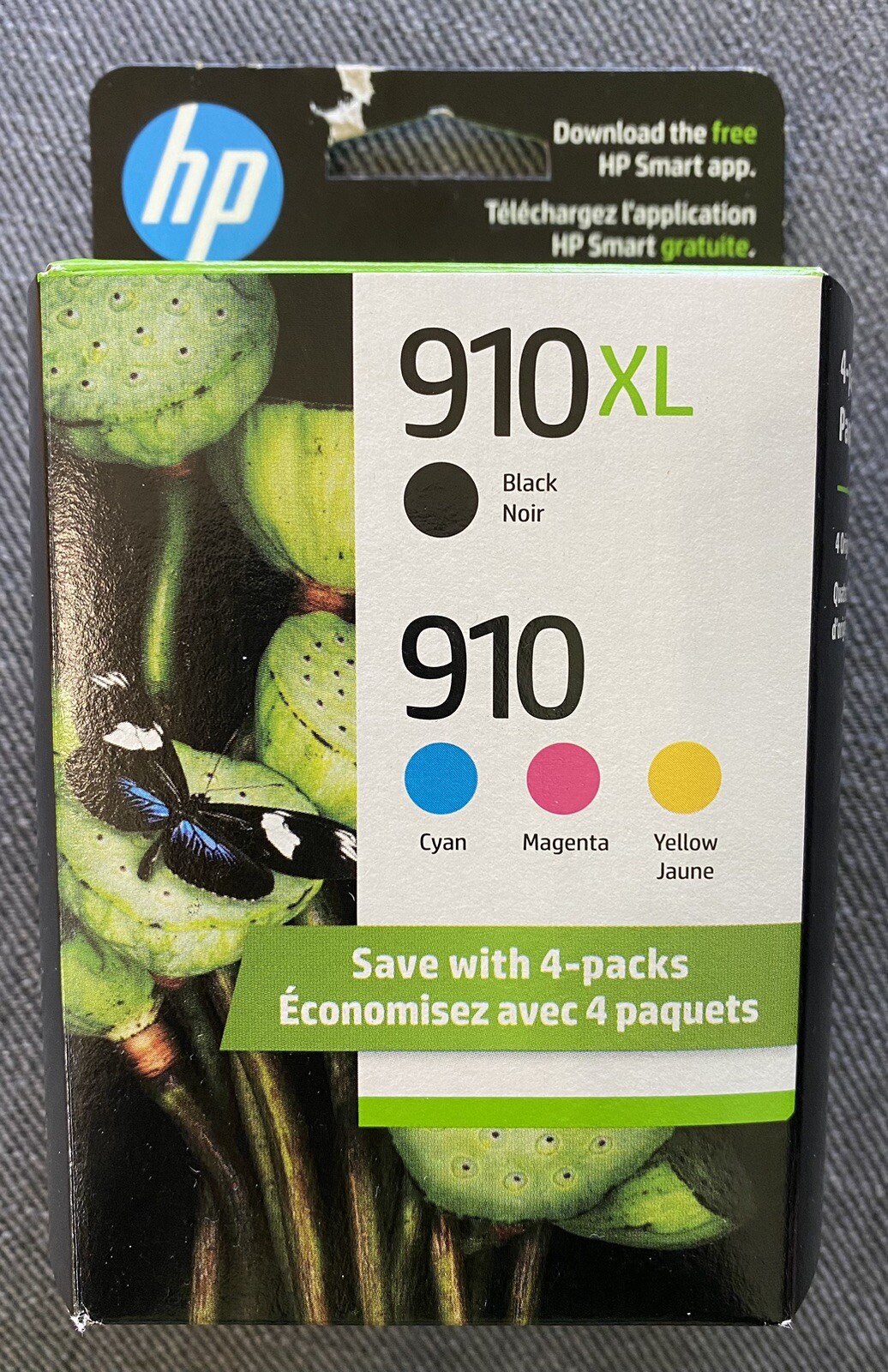 NEW HP Genuine 4-pack HP 3JB41AN 910XL BLACK / 910 Cyan Magenta Yellow ...