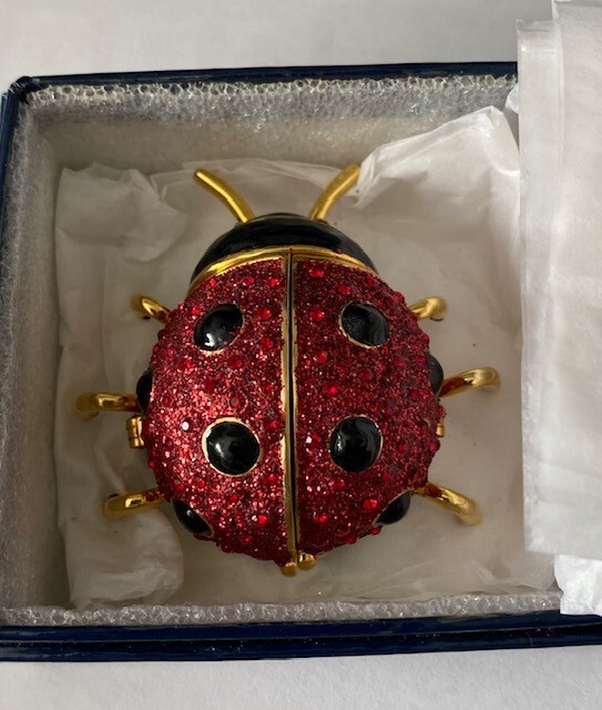 Perry Borrelli metal red jeweled Ladybug rhinestone trinket box | eBay