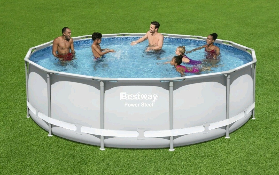 Coleman 90337 14ft x 42in Power Steel Frame Above-Ground Swimming Pool ...
