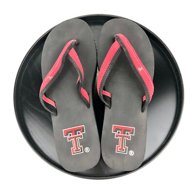 Texas Tech Women's Size MED 9 - 10 Texas Tech Black Flip Flops RN88309 ...