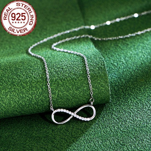 Infinity Symbol Charm Pendant Forever Figure 8 925 Sterling Silver CZ ...