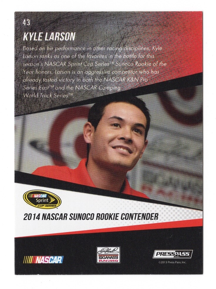 AUTOGRAPHED Kyle Larson 2014 Press Pass OFFICIAL ROOKIE Rare Signed ...
