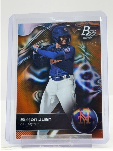 SIMON JUAN 2023 BOWMAN PLATINUM BASEBALL ORANGE METS #TOP-56 /25 Q3543 ...