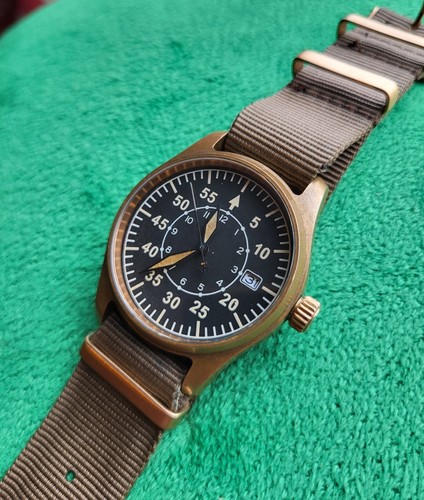 Custom Bronze Pilot Watch NH35 - Patina dial and hands | eBay UK