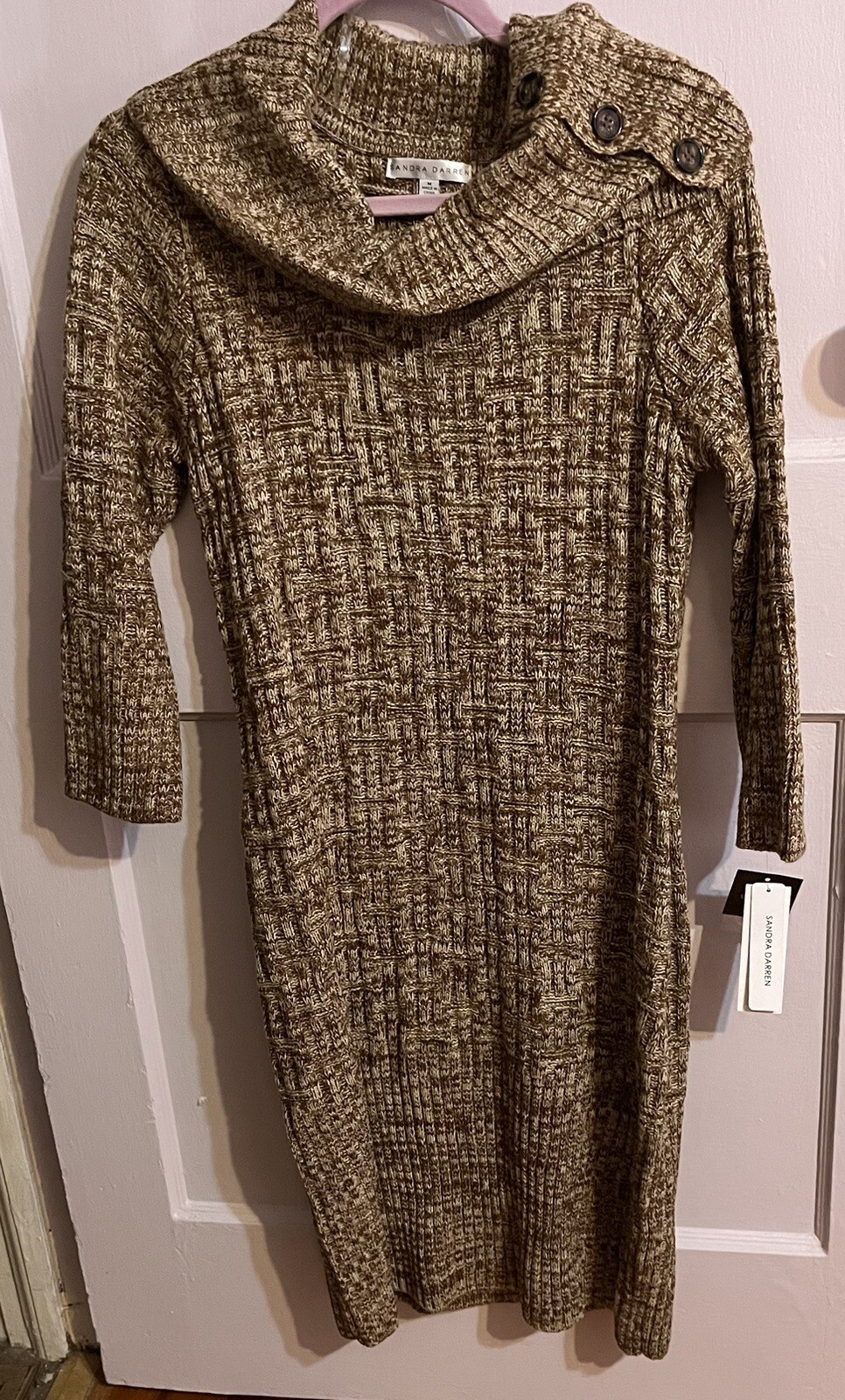 Sandra Darren Light Brown Long Sleeve Sweater Dress Size M | eBay
