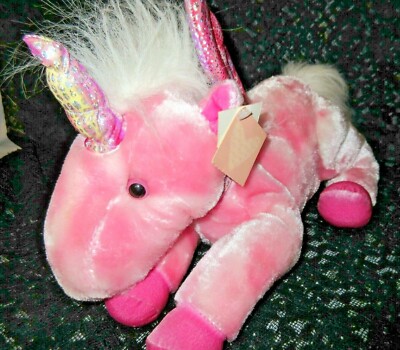 DanDee Plush Collector's Choice Stuffed Animal Pink UNICORN 17"w Wings ...