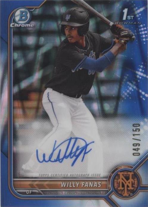 2022 Bowman Chrome - Prospect Autographs Willy Fanas #CPA-WF Blue ...