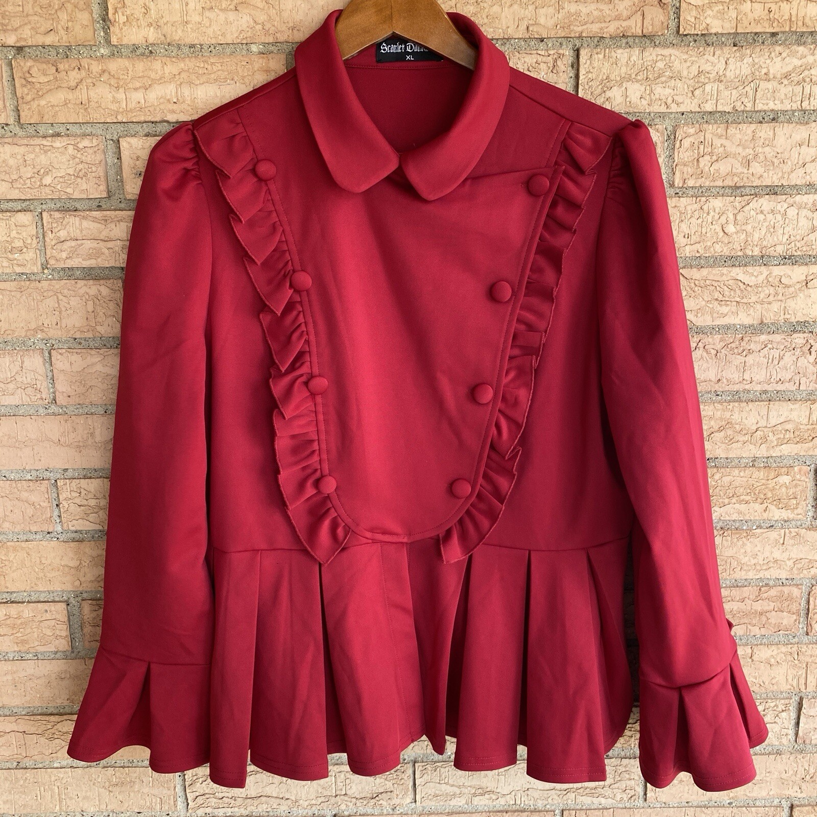 Scarlet Darkness Victorian Gothic Napoleon Ruffle Sle… - Gem