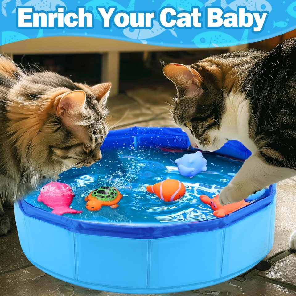Cat Pool Toy with Fish-Water Cat Toys, Portable Cat Pool Interactive ...