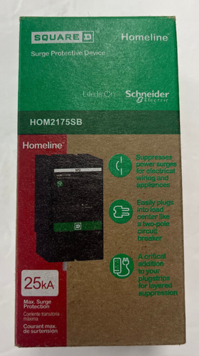 Square D HOM2175SB Homeline Surgebreaker 2-Pole 120/240 V 22.5kA Surge ...
