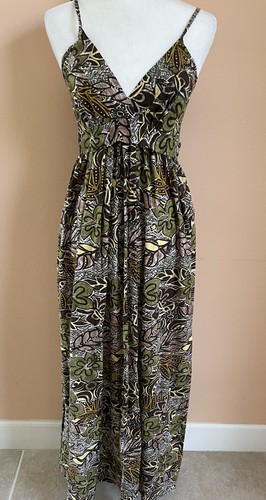 Ruby Rocks Tropical Print High Waist Back Tie Rayon Maxi Dress. Sm | eBay