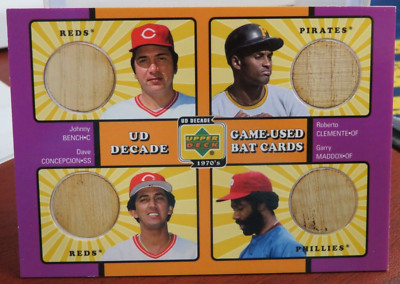 #5262 2001 UPPER DECK UD DECADE QUAD GAME USED BAT BENCH CLEMENTE #CGGN ...