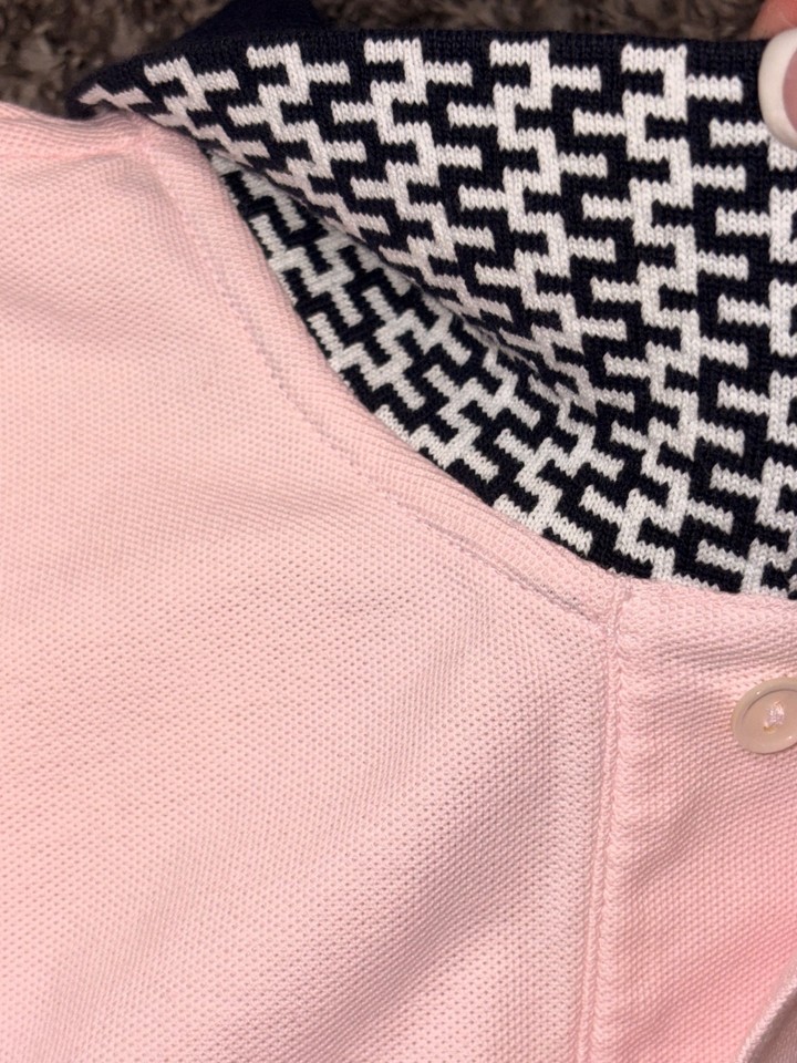 PSYCHO BUNNY ROBERT GODLEY PINK POLO SHIRT w/BLACK TRIM & BUNNY SKULL ...