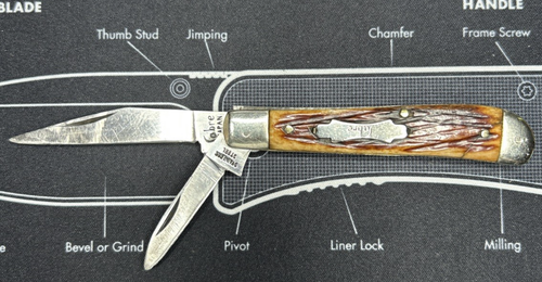 Vintage Sabre Pocket Knife Bone Handle 2 Blades-3 Inches Closed Clean ...