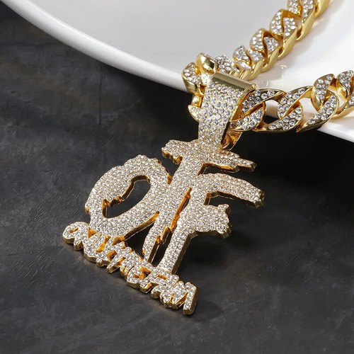 14K Hip Hop Only The Family "OTF" Pendant & 20-36"Iced Cuban Chain Gold ...