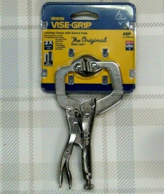 VISE GRIP 4SP 4 INCH LOCKING C CLAMP WITH SWIVEL PADS MADE IN USA BRAND ...