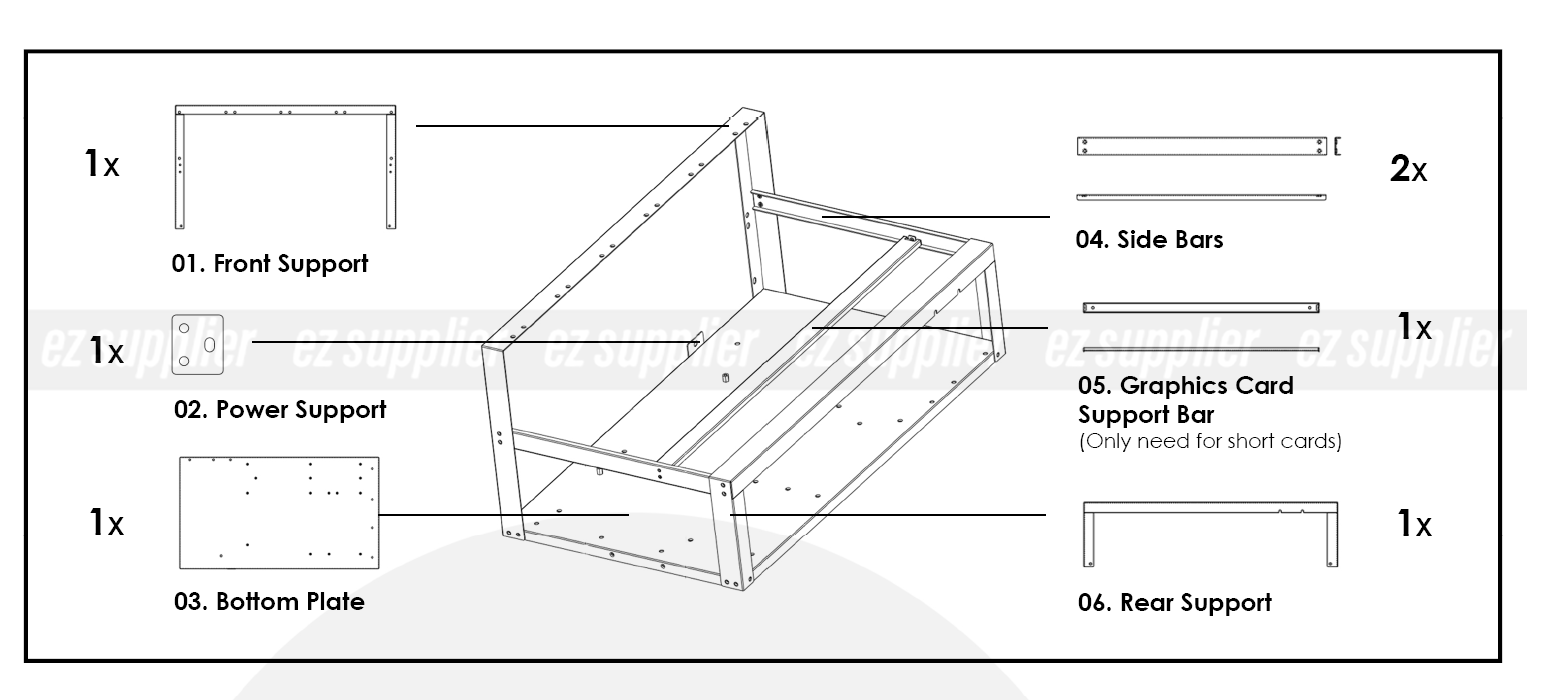 6 GPU Rack Mining Case Rack Motherboard Bracket Open Mining Rig frame ...