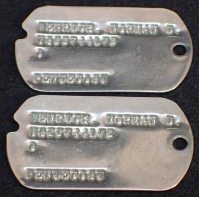 Cold War Era US Army Personnel Identification Discs "Dog Tags" Norman D ...