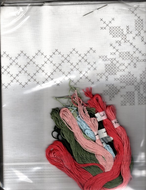 NEW DUFTIN ROSE TABLECLOTH STAMPED CROSS STITCH KIT WITH FLOSS 31.5 X ...