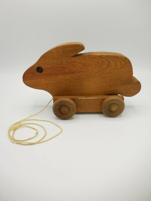 Wooden Rabbit Pull Toy Hopping Rabbit | eBay