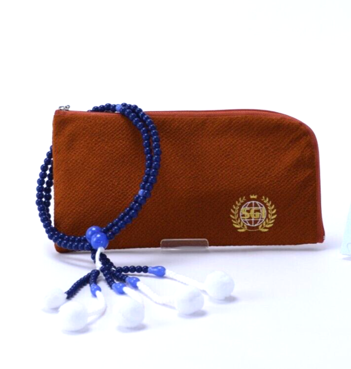 SGI Soka Gakkai Gongyo set Blue prayer beads＆Brown Color case rayon | eBay