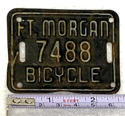 AUTHENTIC FT.MORGAN BICYCLE LICENSE PLATE,VINTAGE,ANTIQUE,COLORADO ...