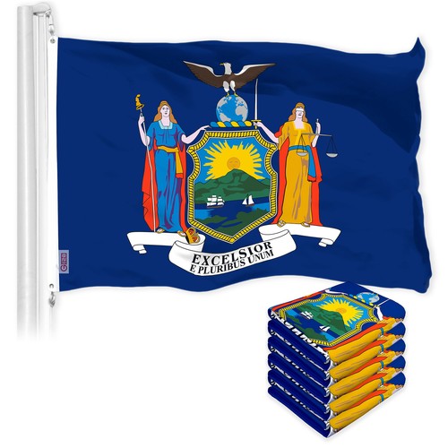 G128 5 Pack New York NY State Flag 3x5 Ft LiteWeave Pro Printed 300D ...