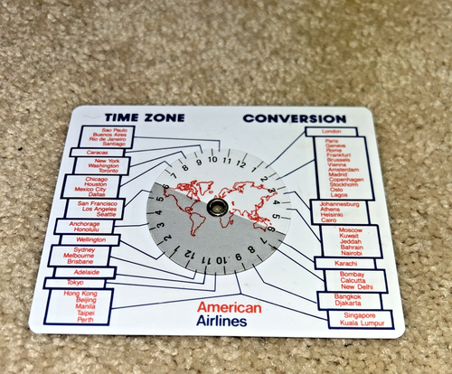 Vintage AMERICAN AIRLINES TIME ZONE CONVERSION Tool - O'HARE Airport | eBay