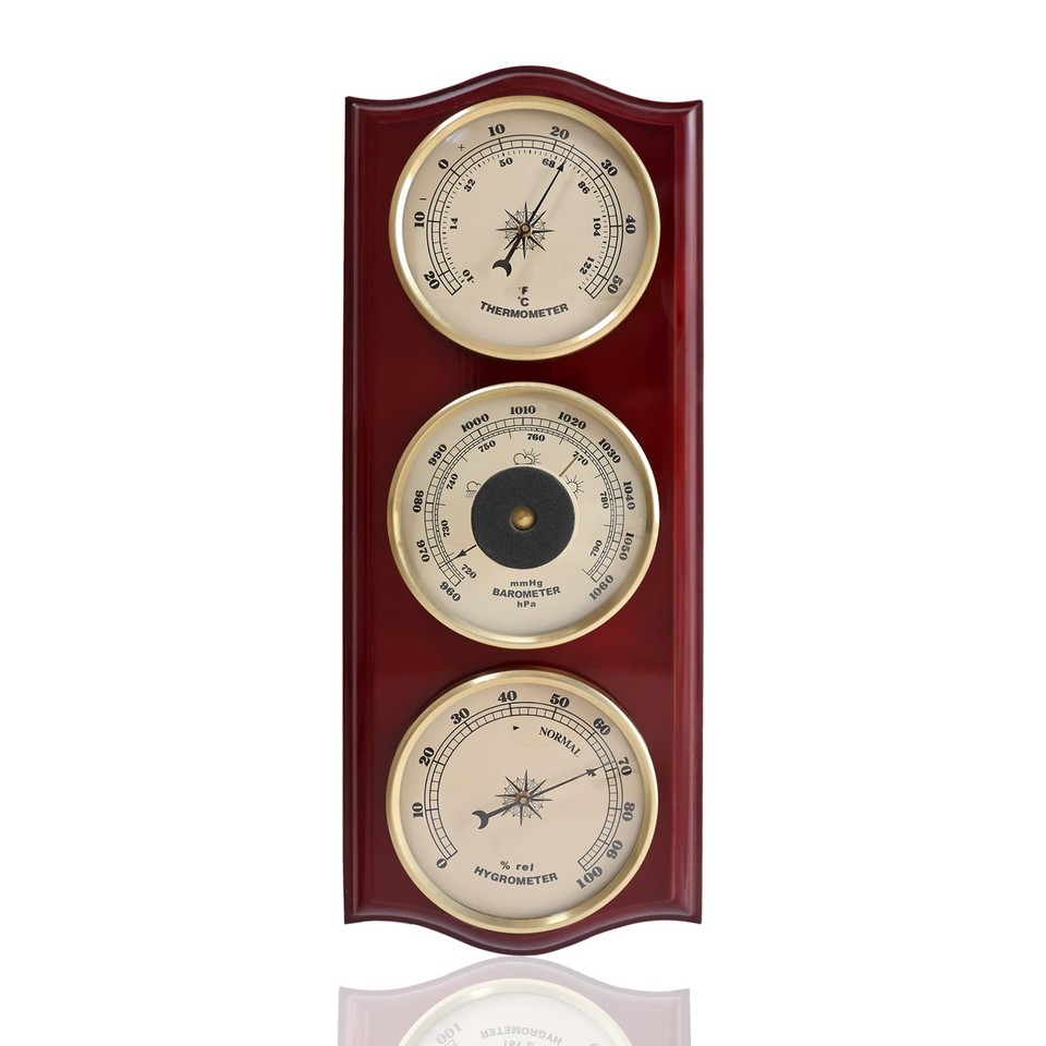 Classic Analog Weather Station-Home Barometers-Indoor Brown and gold | eBay