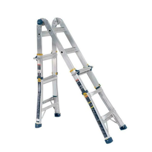 Werner 14ft 375lb Adjustable Aluminum Multi-Position Ladder (MT-14IAA ...