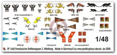 Peddinghaus 1/48 French Air Force Unit Markings WWII (14 units) [Decal ...