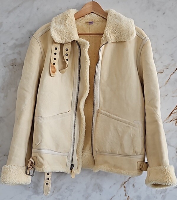 $5K Ralph Lauren Purple Label White Leather Shearling Bomber Jacket RRL ...