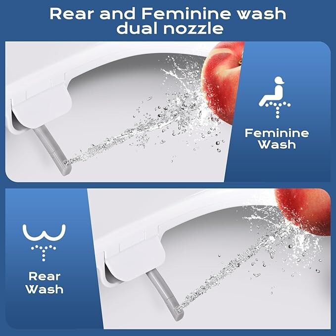 Clirass Elongated Bidet Toilet Seat with Quiet-Close, Non-Electric ...