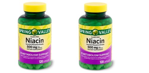 2pk Spring Valley Flush Free Niacin 500mg 120 Capsules Each or single ...