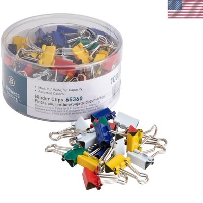 Colorful Mini Binder Clips, Pack of 100 - Strong Metal Grip for ...