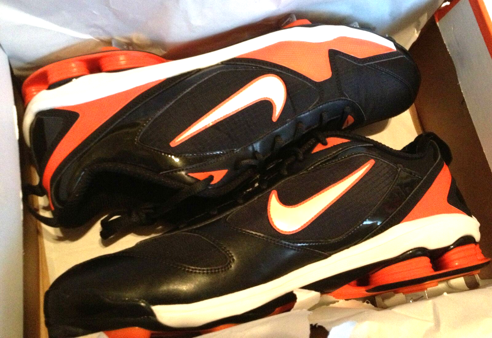 Nike 375764-015 Shox Fuse 2 Orange Black MLB Baseball Metal Cleats ...