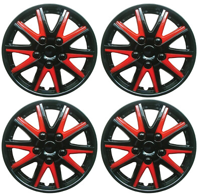 13" Universal Wheel Trims Red Car Coves Hub Caps Plastic 13 Inch Set Of ...
