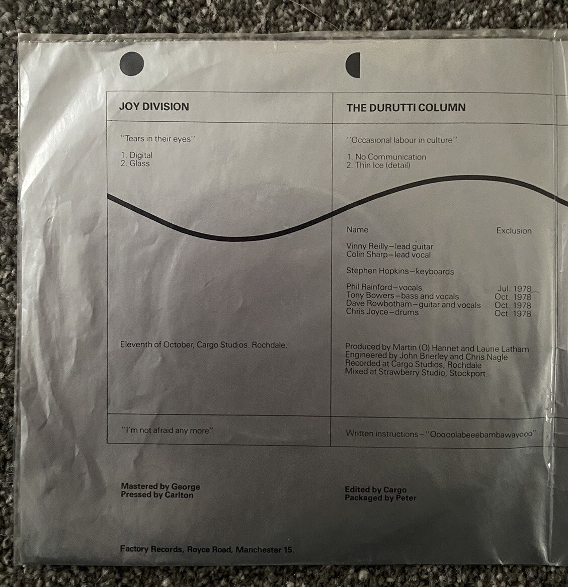 FAC-2 - A Factory Sample, 2 7” Vinyls, 1979 - Factory Records ...