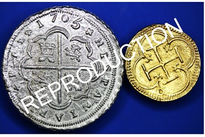 Gold Doubloon Spanish 2 Escudos, 1705 Philip V "pieces of 8" coins ...