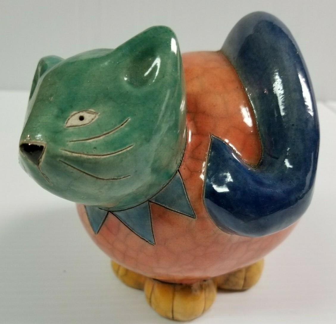 The Fenix Raku Pottery Cat Figurine Hand Made in South Africa | eBay