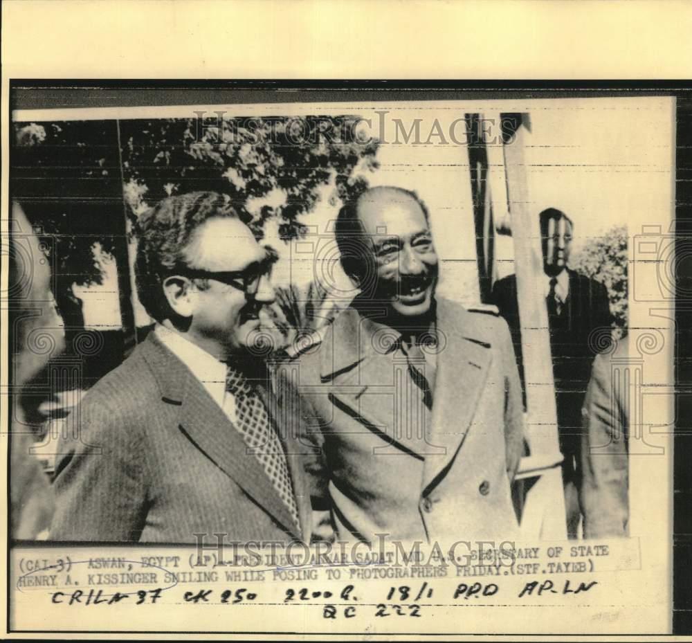 1974 Press Photo Anwar Sadat & Henry Kissinger in Aswan Egypt on Friday. | eBay