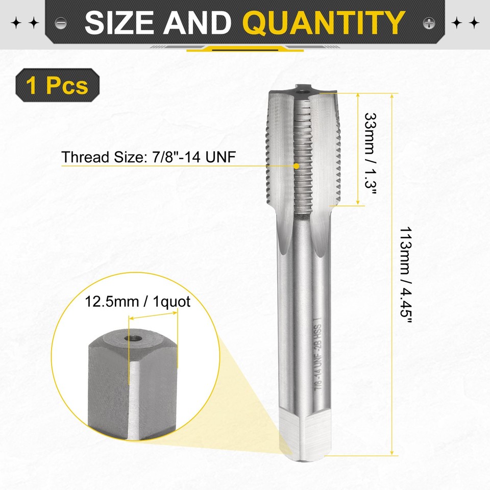 Hand Taper Tap 7/8"-14 UNF 2B Thread Taper Style Screw Tapping ...