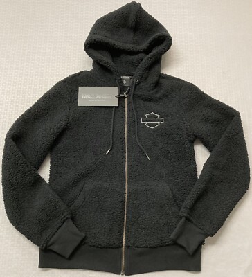 NEW HARLEY DAVIDSON 96413-23VW Women's Enchanted Sherpa Hoodie Black ...