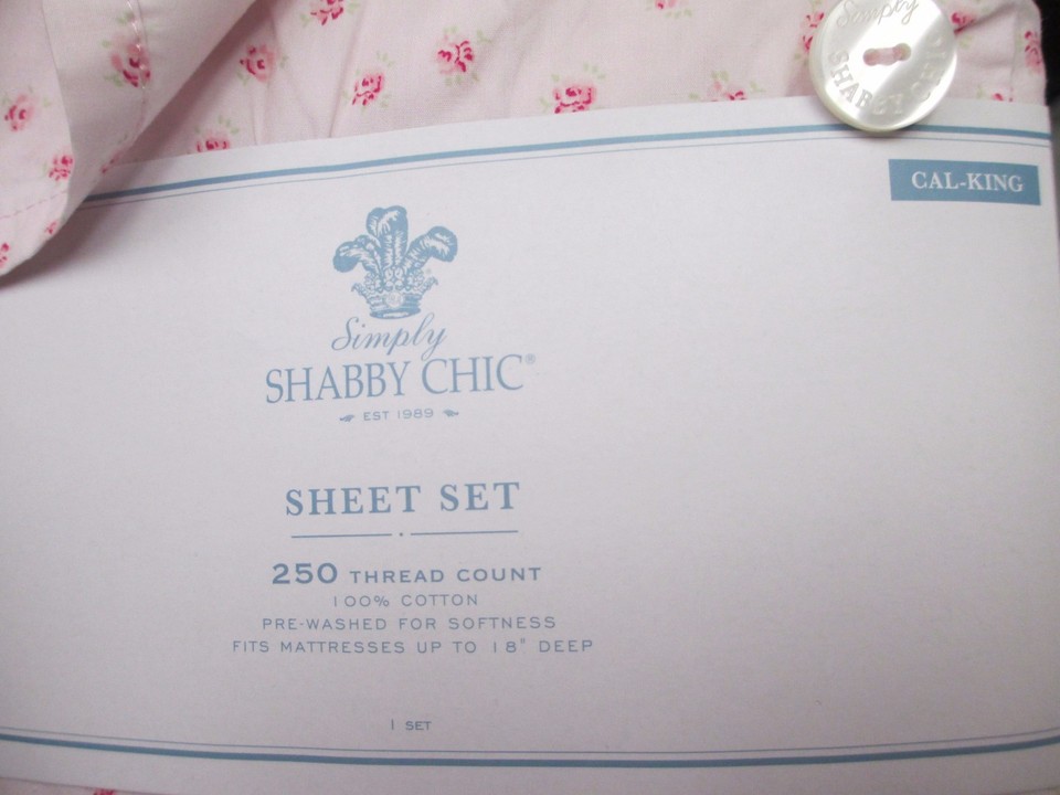 Rachel Ashwell Simply Shabby Chic Pink Rosebud Mon Amie Sheet Set- Cal ...
