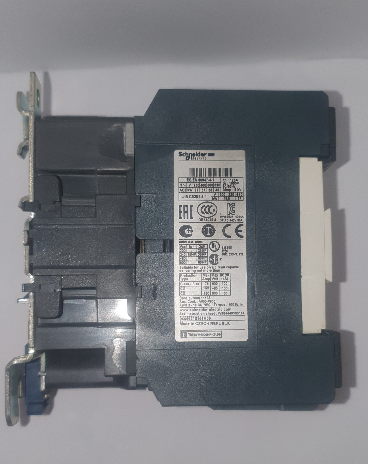 Schneider Contactor LC1 D80 (LC1D8011) 110V 50/60Hz AC Coils 80A - Used ...