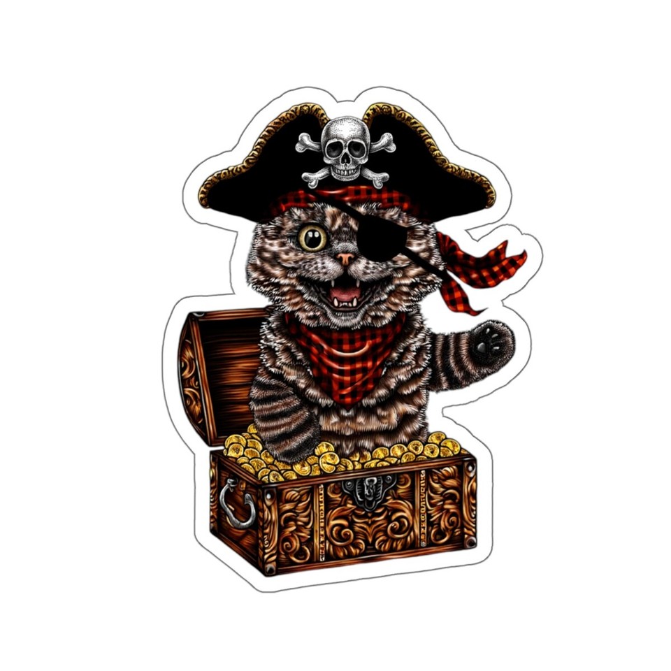 Sticker American Traditional Tattoo Style Cat Pirate Arggg 2x2" 3x3 ...