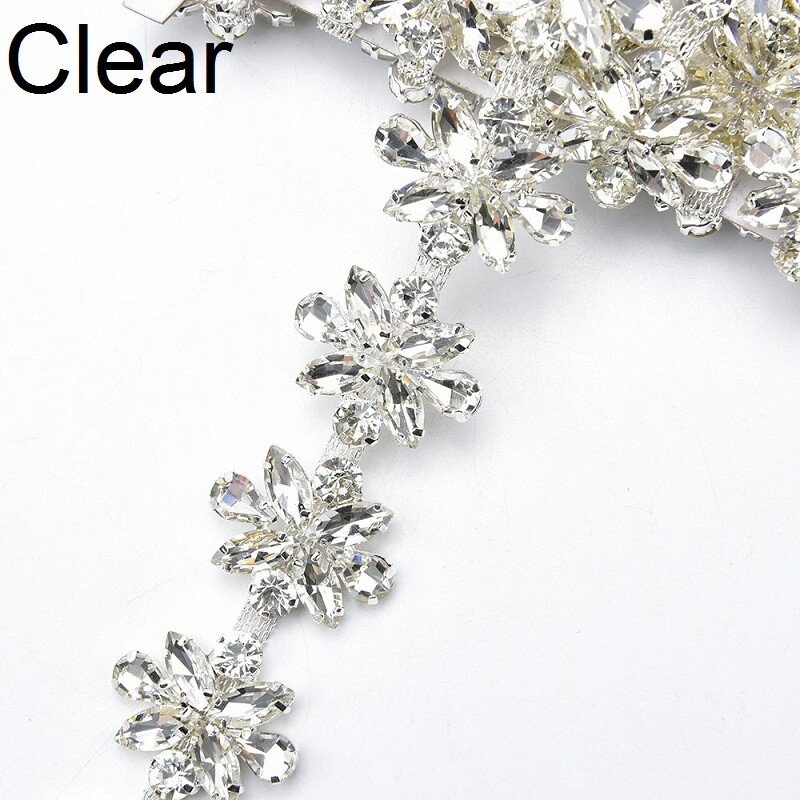 90cm Crystal Rhinestone Flower Trim Applique Motif DIY Wedding Dress ...